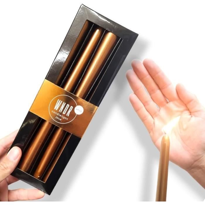 Antevia - Lot De 4 Bougies Chandelier 25Cm Métallisé Marron| Plus De 10 ...