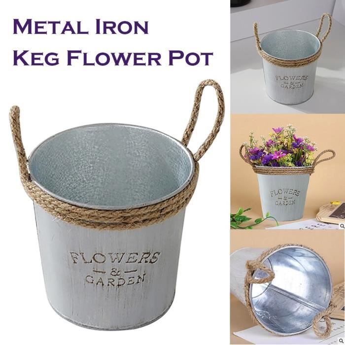 Pot de fleur en métal fer tonneau suspendu balcon jardin plante ...