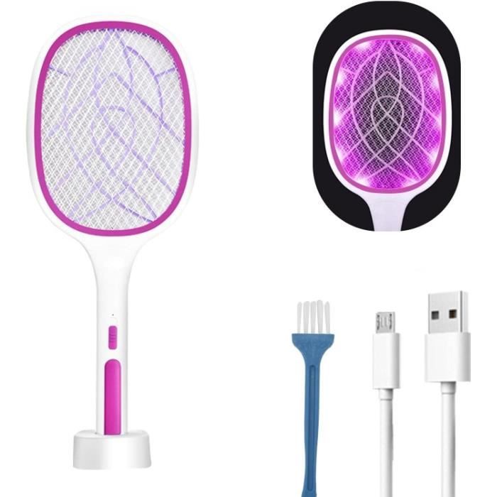 Bug Zapper Raquette 3 En 1 Tueur De Mouches Électrique Avec Lumière Uv Raquette Anti-Mouches ...