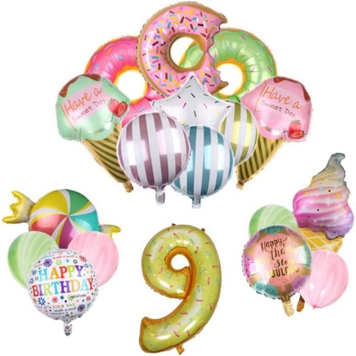 Set De Ballons Géants, Chiffre 9 Ballons Chiffres Donut Happy Birthday ...
