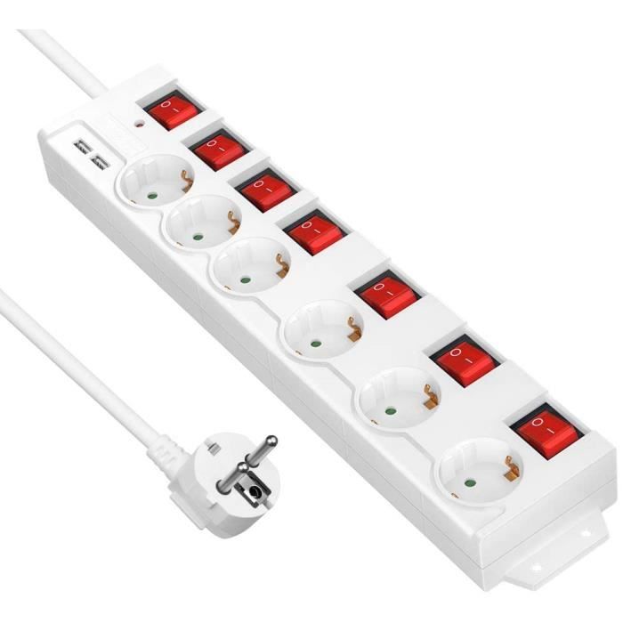 DEWENWILS Multiprise commutable individuellement, 6 prises avec ...