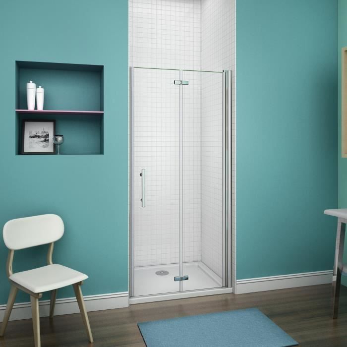 Porte de douche pivotante, paroi de douche pliante,100x195cm, verre ...