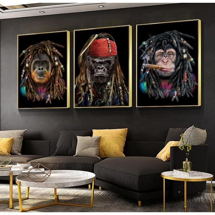 Singe gorille avec des dreadlocks affiches et impressions sur toile ...
