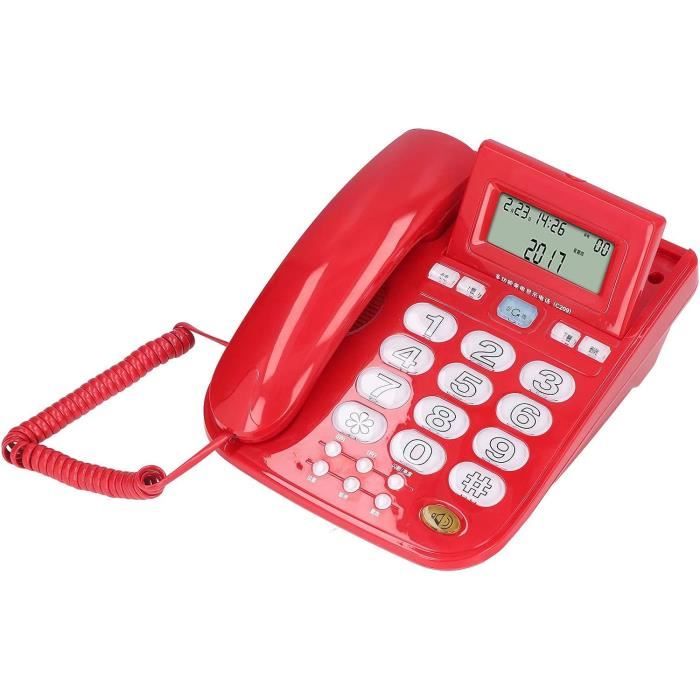 Téléphone De Bureau Filaire,Téléphone Fixe Filaire Rouge À Gros Boutons ...