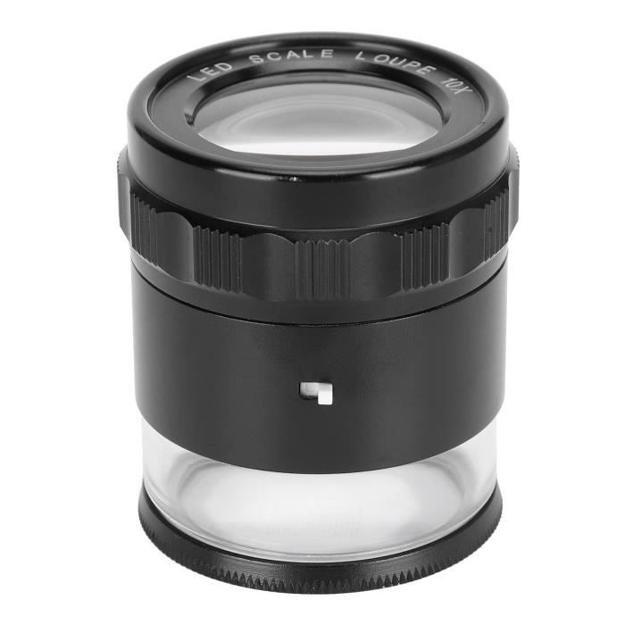 Loupe 10X EJ.LIFE avec éclairage auxiliaire 8LED et échelle de mesure ...