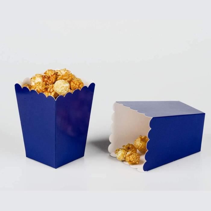 Zyooo Lot De 24 Boite Pop Corn Bleu Marine - Cornet Pop Corn Bleu[h1531 ...