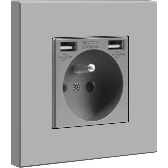 Prise Murale Avec 2 Ports Usb,16A Prise De Courant Alternatif Avec ...
