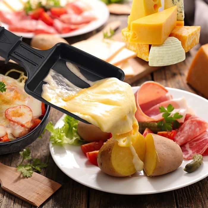 Mini poêles à raclette - KAL -4 Poêlons Carrés Avec Spatules En Bois ...