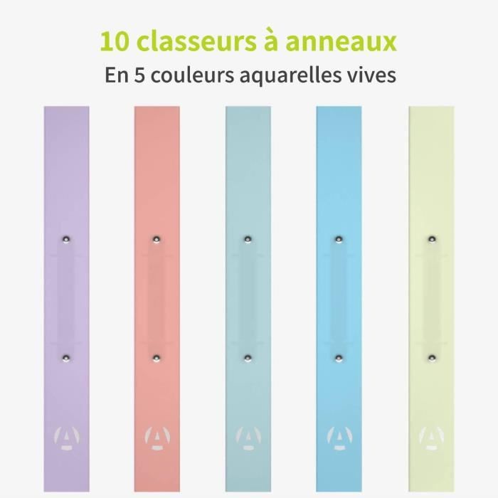 ACROPAQ - 10 x Classeur A4 - Petit classeur souple, Pastel, Largeur du ...