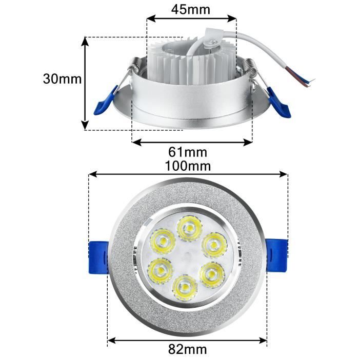 Spots LED encastrables - LARS360 - Lot de 20 - 3 W - Aluminium - Blanc ...