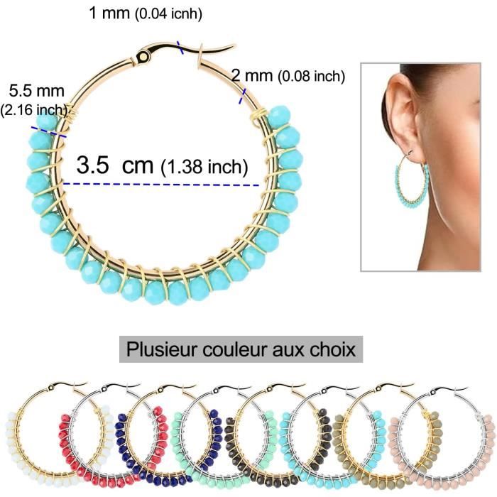 Boucles D'Oreilles Créoles En Pierre Acier Inoxydable Femme-Petit ...