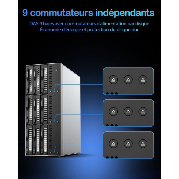 TerraMaster D9-320 - Boîtier disque dur externe 9 baies USB 3.2 Gen2 ...