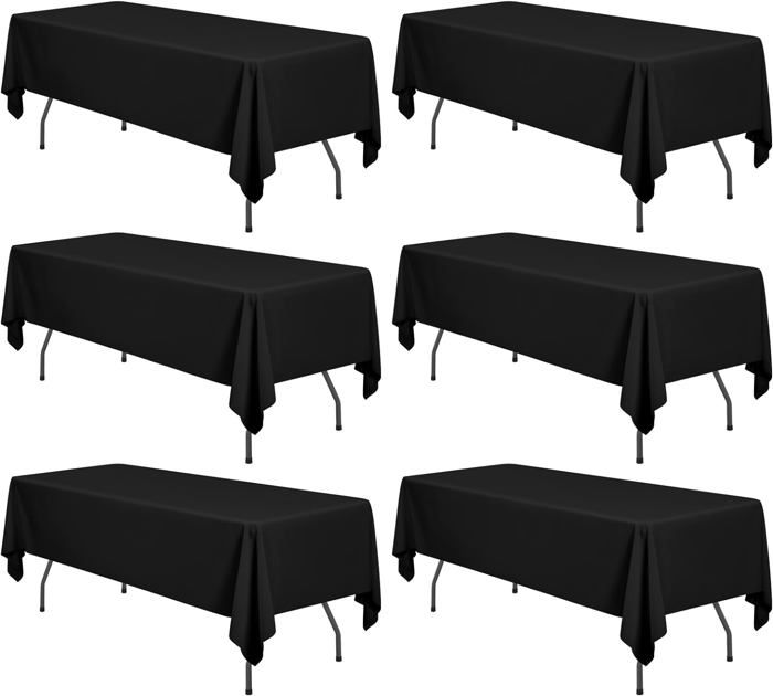 Lot de 6 Nappe Noire rectangulaire 153 x 320 cm Nappe Tissu Nappe Coton ...
