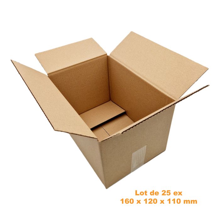 25 Caisses américaines (cartons) : 160 x 120 x 110 mm simple cannelure ...