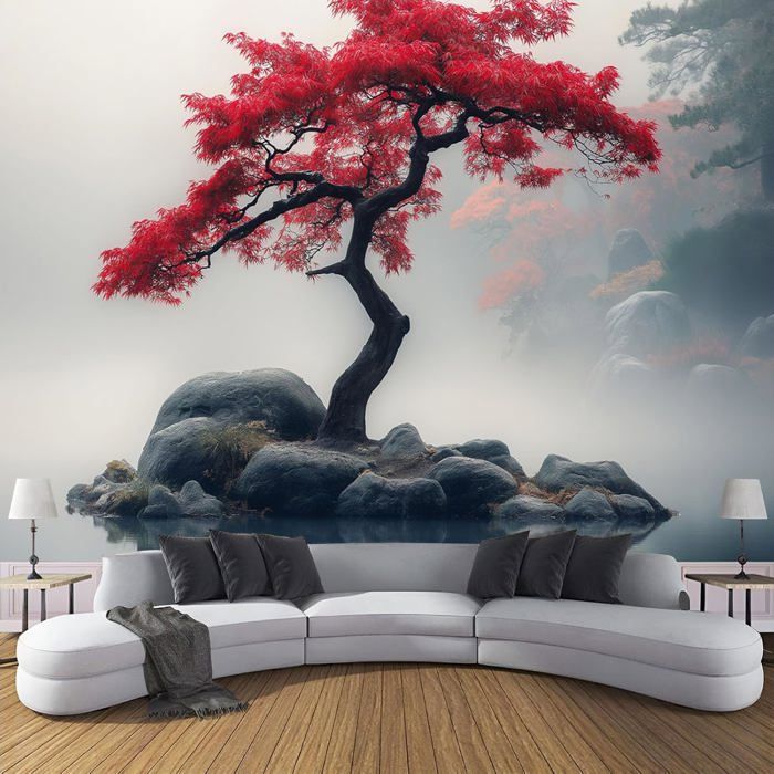 Papier Peint Panoramique Rochers Érables 350X250Cm Photo Mural Paysage ...