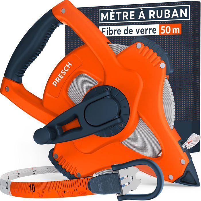 Presch Mètre Ruban 50m – Décamètre en Fibre de Verre résistant – Retour ...