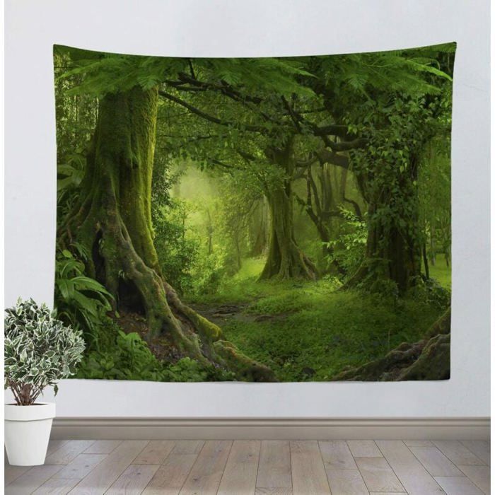 Tenture murale psychédélique - MICH - Arbre Forêt - 150x130 cm - Tissu ...
