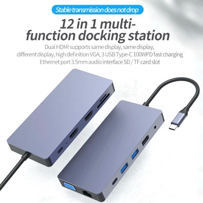 Tebe Station d'accueil de concentrateur USB-C 12 en 1 type-c vers ...
