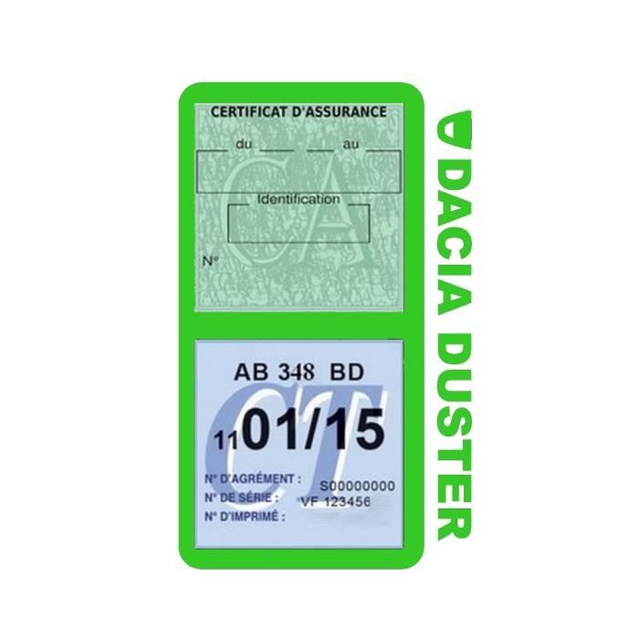 DUSTER VD3 VERT CLAIR POCHETTE ETUI VIGNETTE ASSURANCE VOITURE ET ...