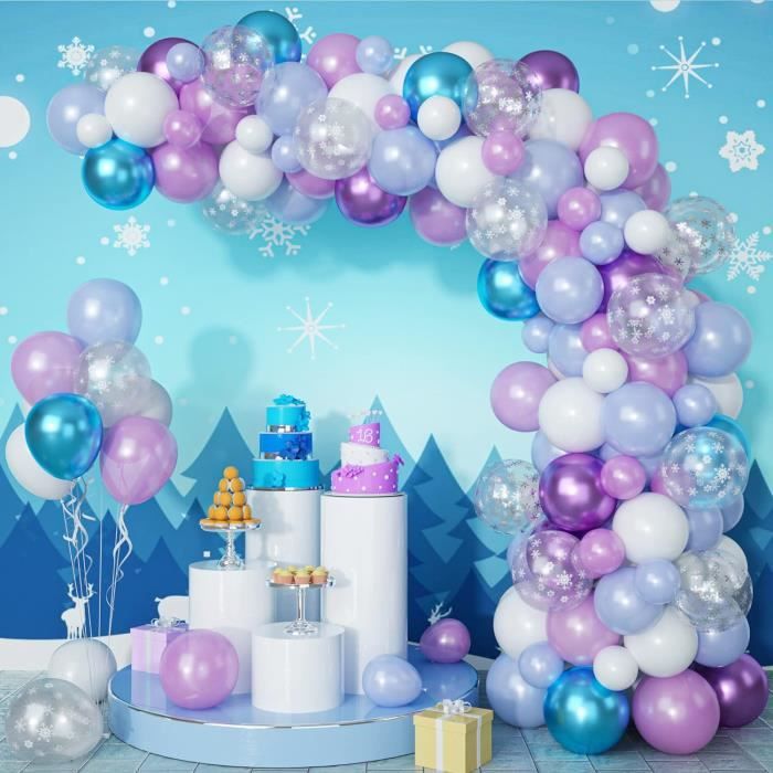 Kit D'Arche De Ballons La Reine Des Neiges - Violet Métallisé - Bleu Et ...