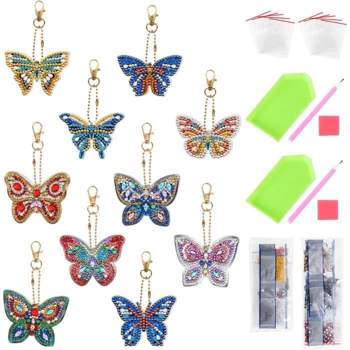 Lot De 10 Porte-Clés 5D À Faire Soi-Même, Peinture Diamantée, Double ...
