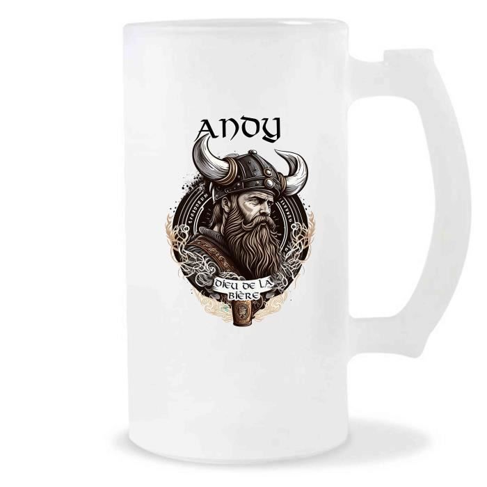 Chope de Bière - Andy Design - Viking - Verre Givré 470ml - Imprimé ...