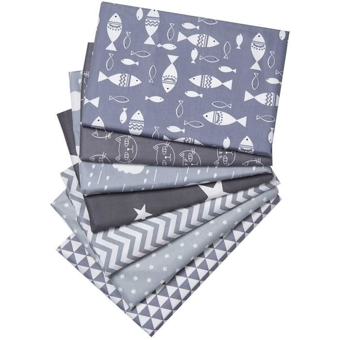 Tissus en couture, 7 pièces tissus en coton pour patchwork, paquets de ...