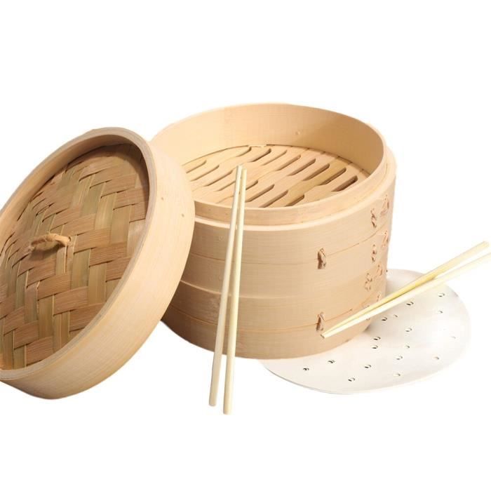 Cuiseurs vapeur,Panier à collation en bambou,deux Cages,une couverture ...