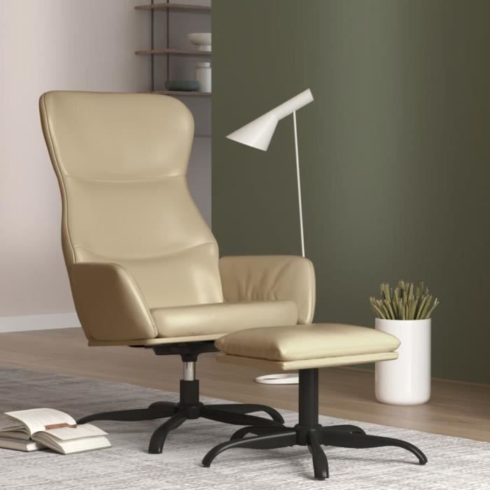 TAM Chaise de relaxation avec tabouret Cappuccino Similicuir AB3097450 ...