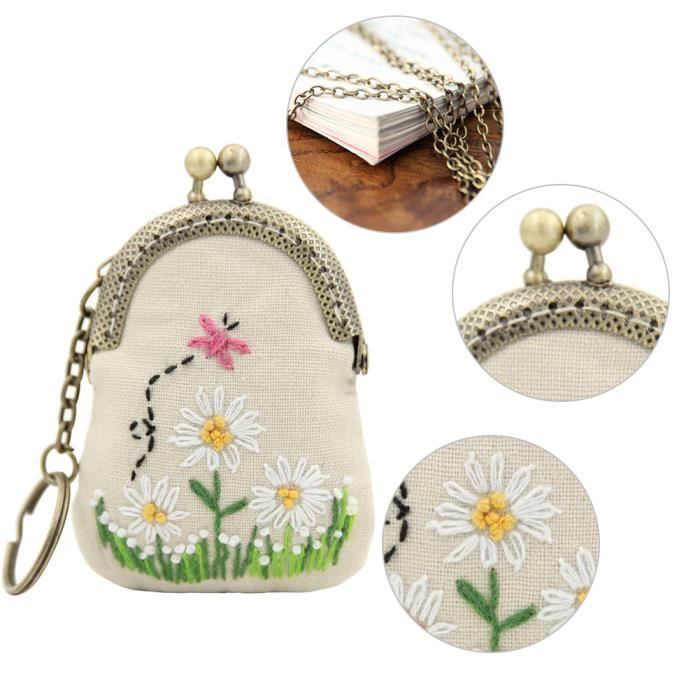 Fdit Kit de sac à broder Kit Sac de Broderie de Fleurs Bricolage Sac en ...