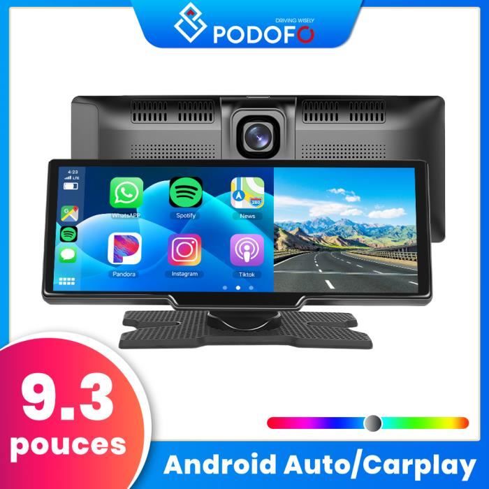 Podofo Autoradio Apple Carplay Android, écran stéréo 9,3 pouces avec Carplay sans fil ...