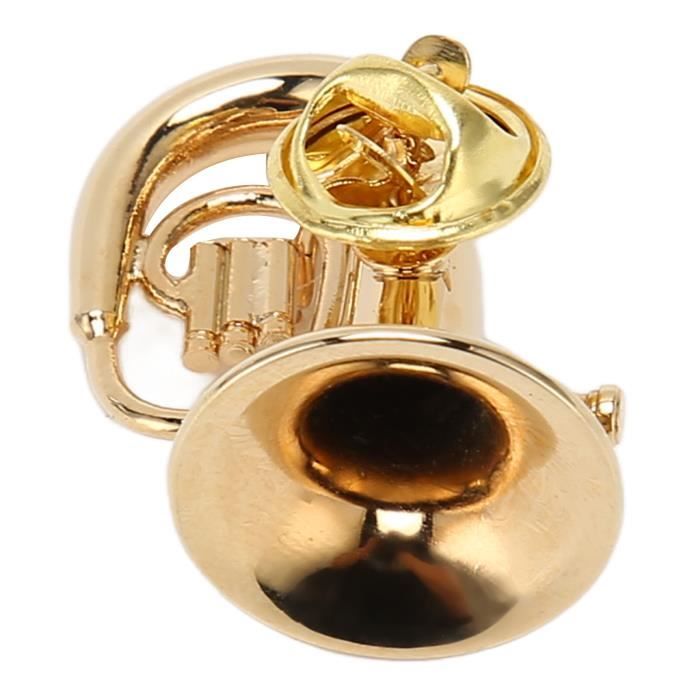 Pwshymi Broche en forme de mini tuba en laiton, élégante broche de mini ...