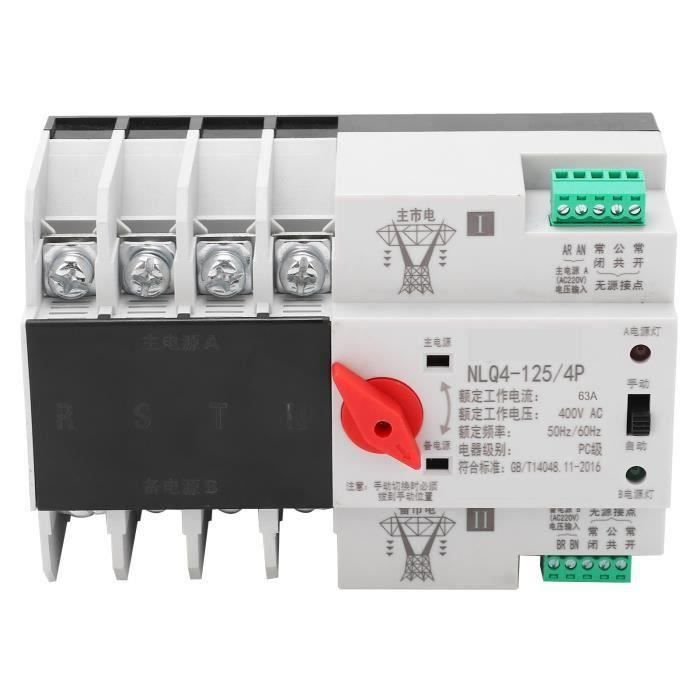 Commutateur 4P Commutateur de transfert automatique monté sur rail DIN 4P 3-Phase 4-Wire ...