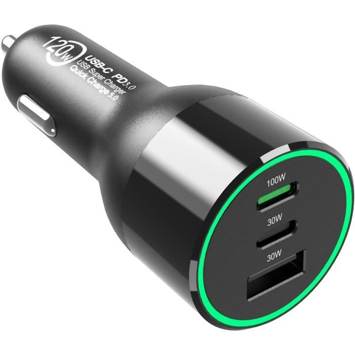 120W Chargeur Allume Cigare Usb C Rapide,Double Pd Chargeur Voiture Usb ...