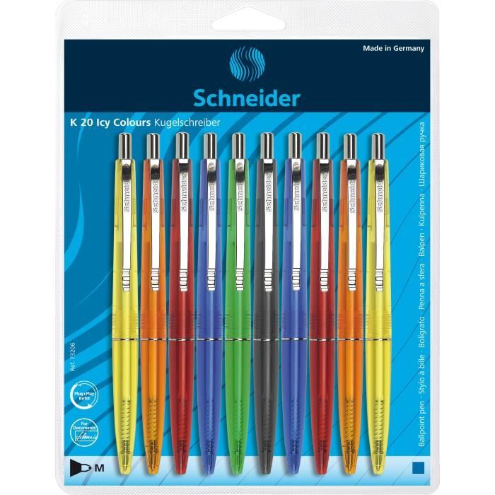 SCHNEIDER K20 Icy Colors Stylo à bille - Lot de 10 - Cdiscount Beaux ...