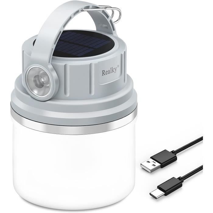 Lanterne Camping LED, Lampe Camping Solaire USB Rechargeable, 4 Modes Luminosité, Eclairage ...