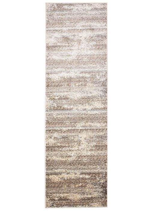 TAPISO Tapis Couloir Entrée Salon PETRA Beige Crème Marron Gris Rayures ...