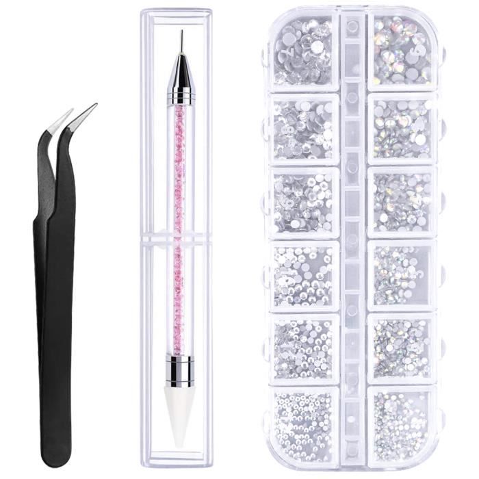 1500PCS Strass Nail Art, cristal AB strass gemmes Nail Art et strass ...