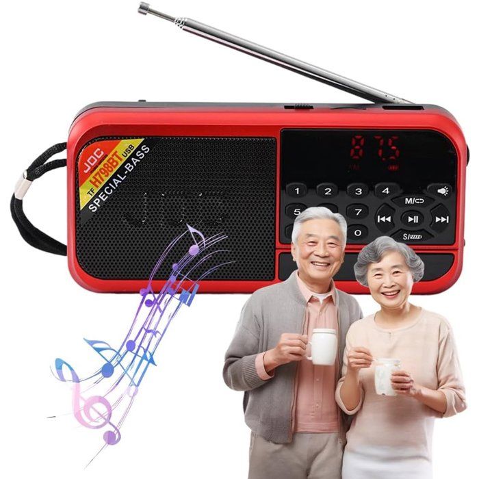 Radio FM numérique rouge avec Bluetooth - Haut-parleur portable ...