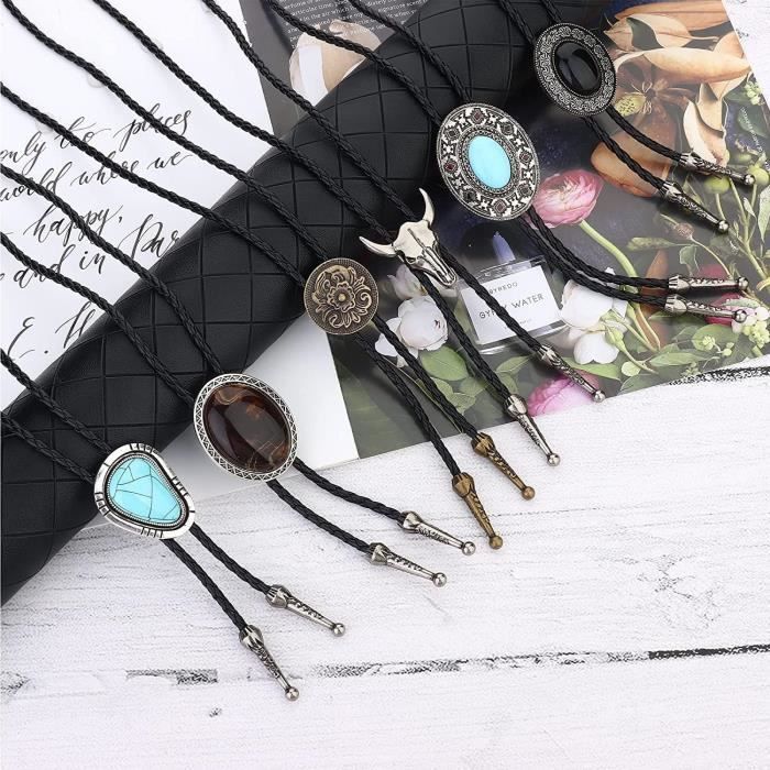 Adramata 6 Pièces Bolo Cravate Pour Homme Western Cowboy Cravate En ...