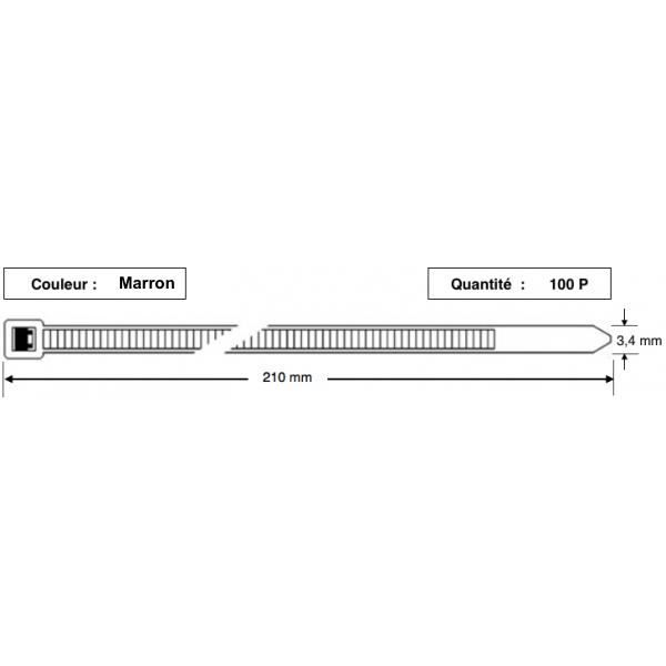100 Colliers de serrage type RILSAN - COLSON Marron 210 x 3,4 mm ...