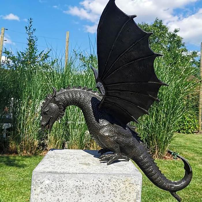 Statue de dragon de jardin, fontaine, ornement de dragon, sculpture en ...