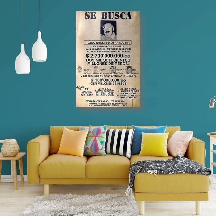 Pablo Escobar Wanted Poster-Denoise-Denoise Peinture Sur Toile Art ...