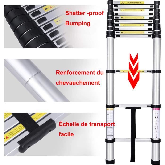 TOKIUS Échelle Télescopique, 5m Extensible Ladder Aluminium, Bricolage ...