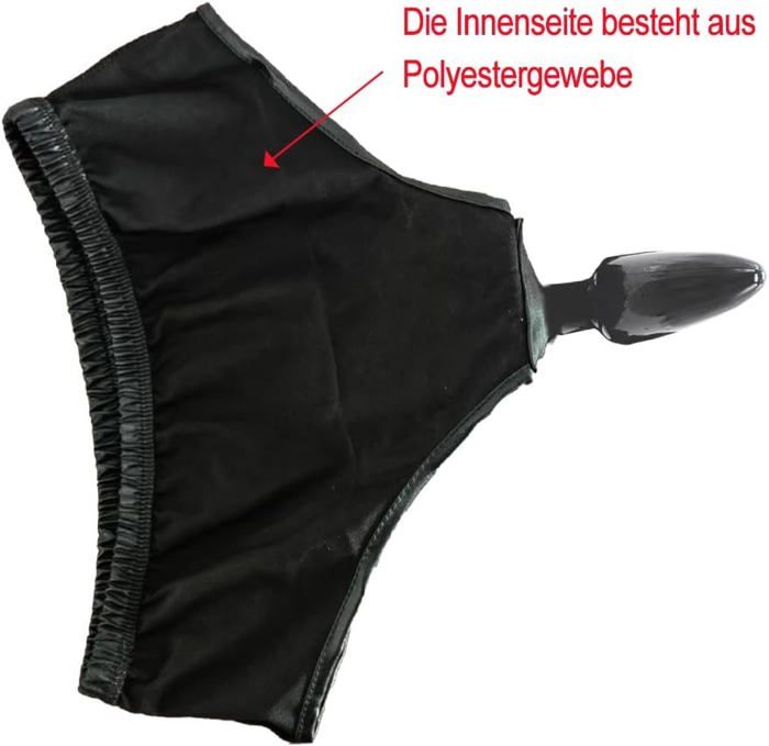 Slip En Cuir Verni Pour Homme Avec Gode Interne Plug Anal Culotte En