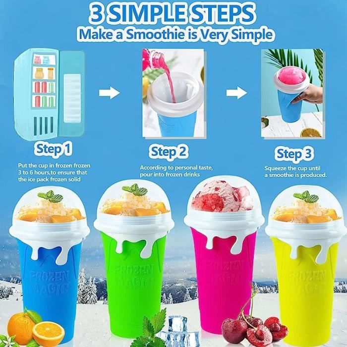Gobelet de Congélation - ZGEER - Slushie Maker Cup - Couleur Bleu - DIY ...
