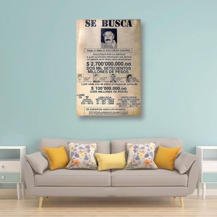 Pablo Escobar Wanted Poster-Denoise-Denoise Peinture Sur Toile Art ...