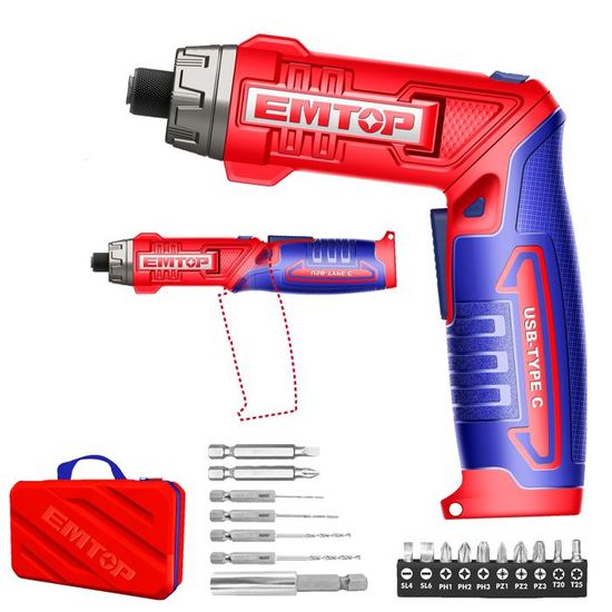 Visseuse et tournevis électrique EMTOP sans fil 8V rechargeable USB type-C vendu sans chargeur ...