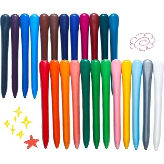 LandJoy Crayons à la cire, crayons de cire pour tout-petits, 24 ...