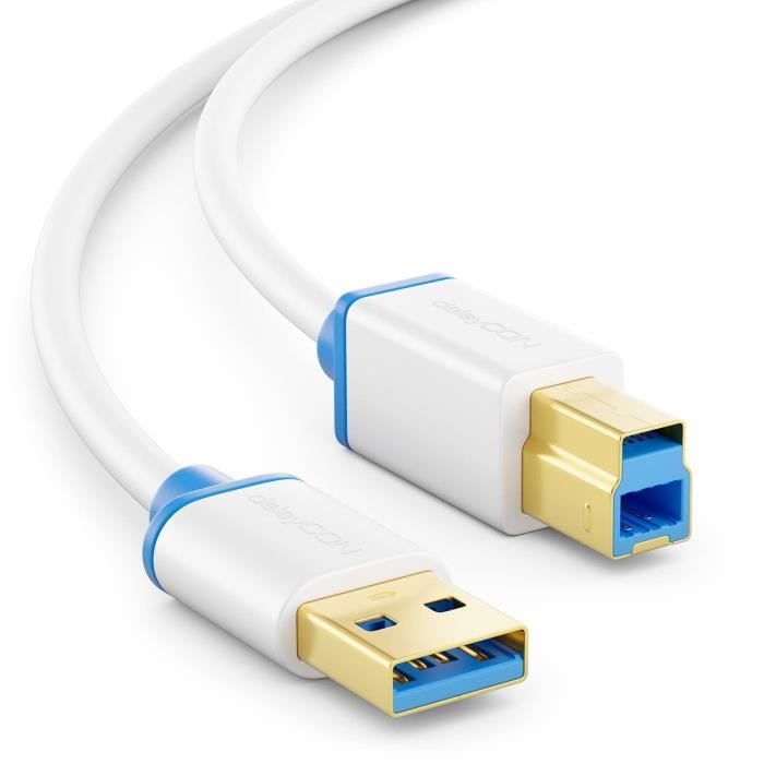 0,5m USB 3.0 Super Speed Câble Connecteur USB A Vers USB B Câble de Données Jusqu'à 5 Gbit-s ...